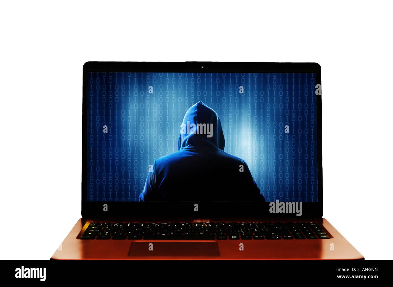 hacker in hood inside a laptop computer, cyber attack, phishing and data breach concept Stock ...