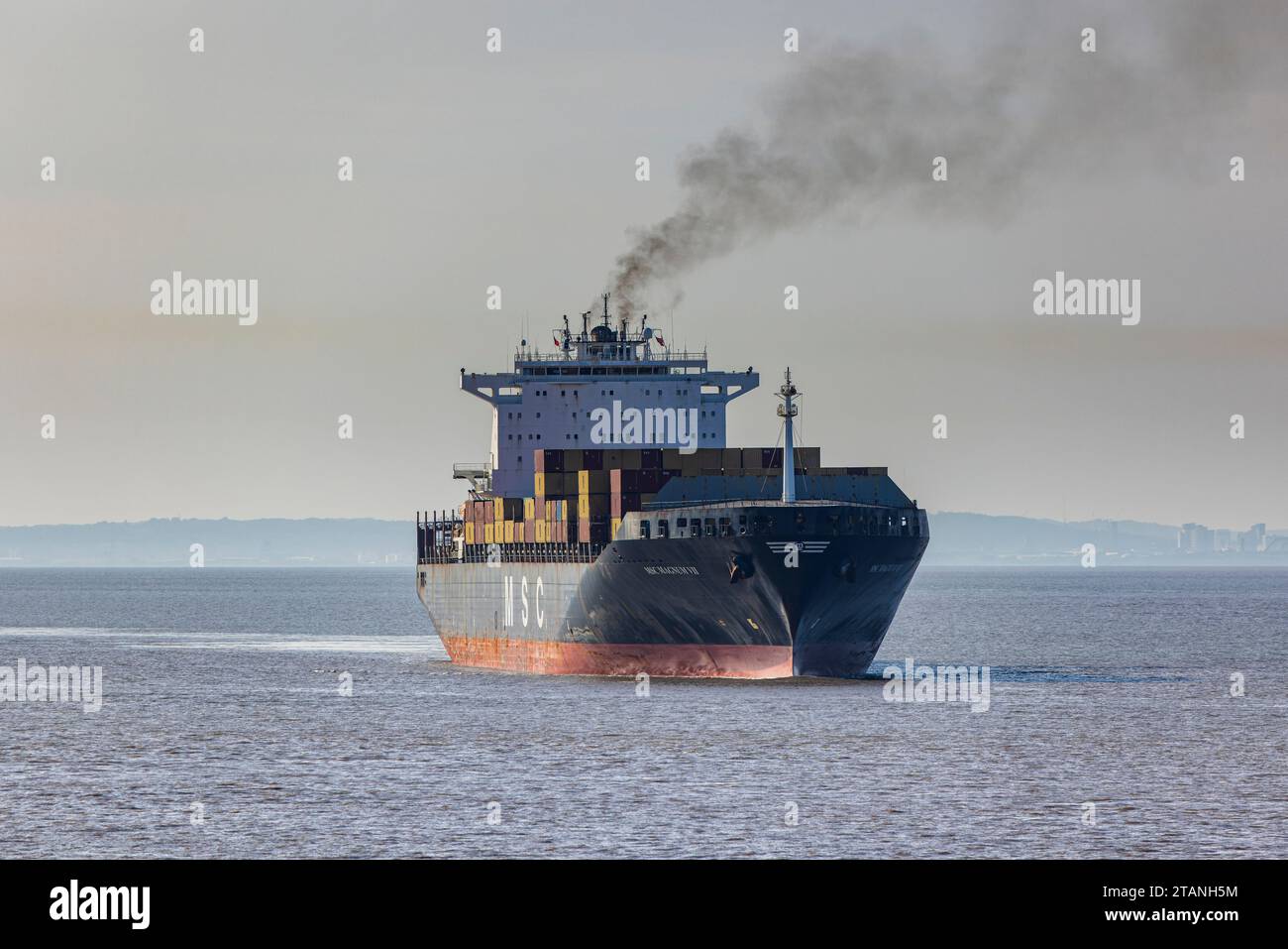 Container vessel MSC Magnum VII surrounded by tugs and heading for ...