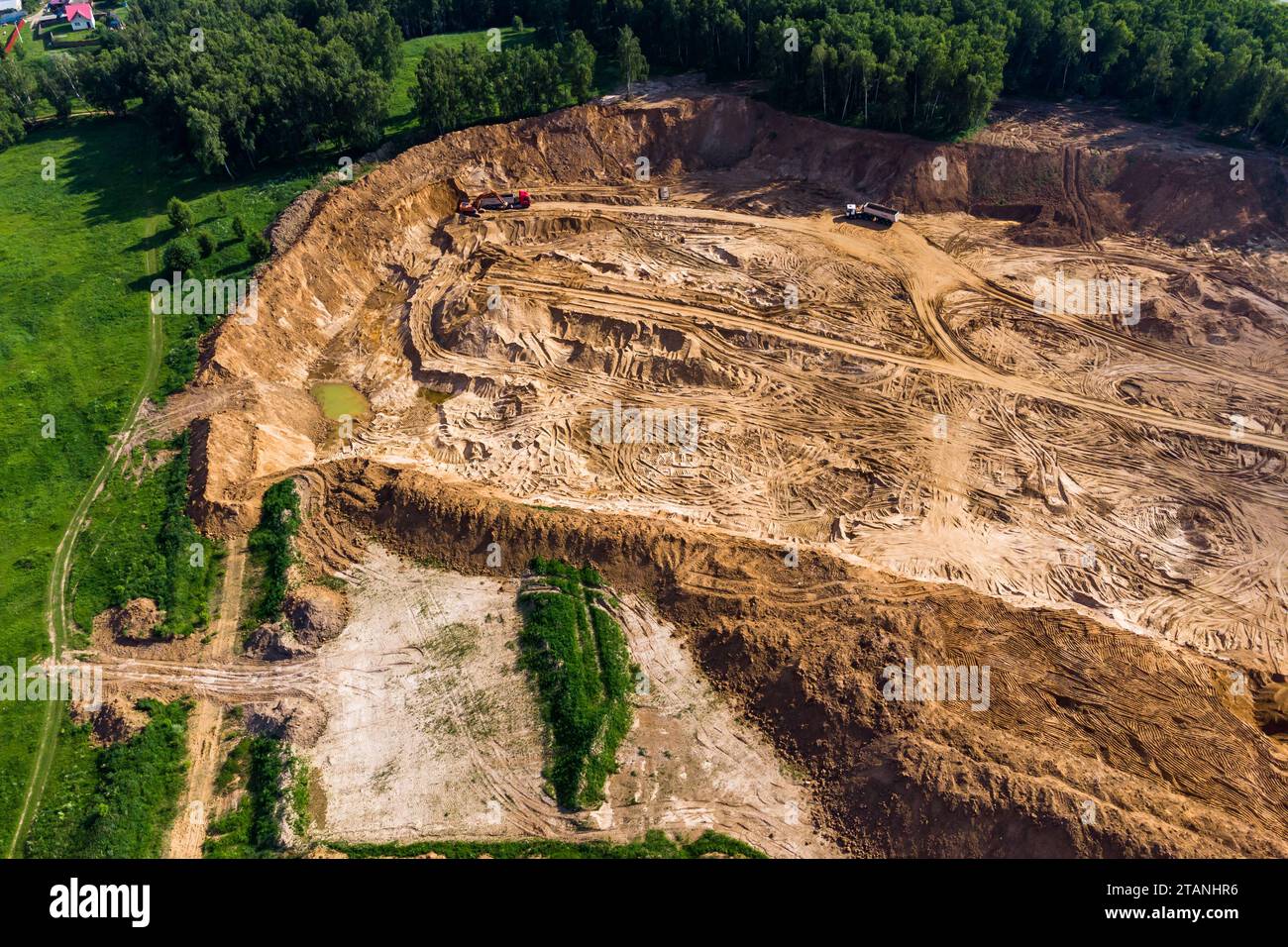 Aerial view of a sand quarry under development Stock Photo - Alamy