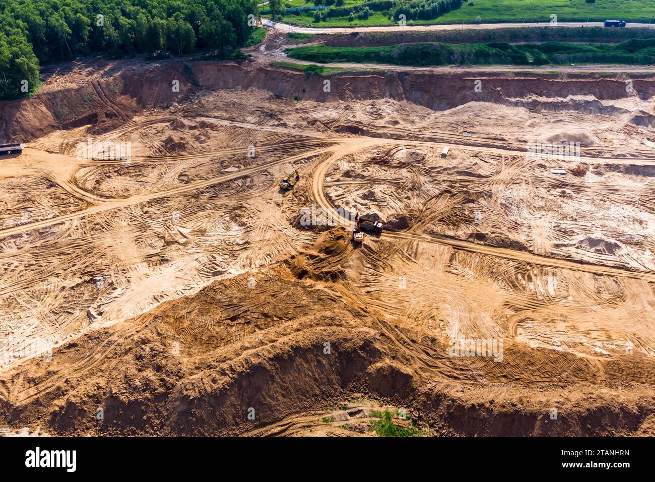 Aerial view of a sand quarry under development Stock Photo - Alamy