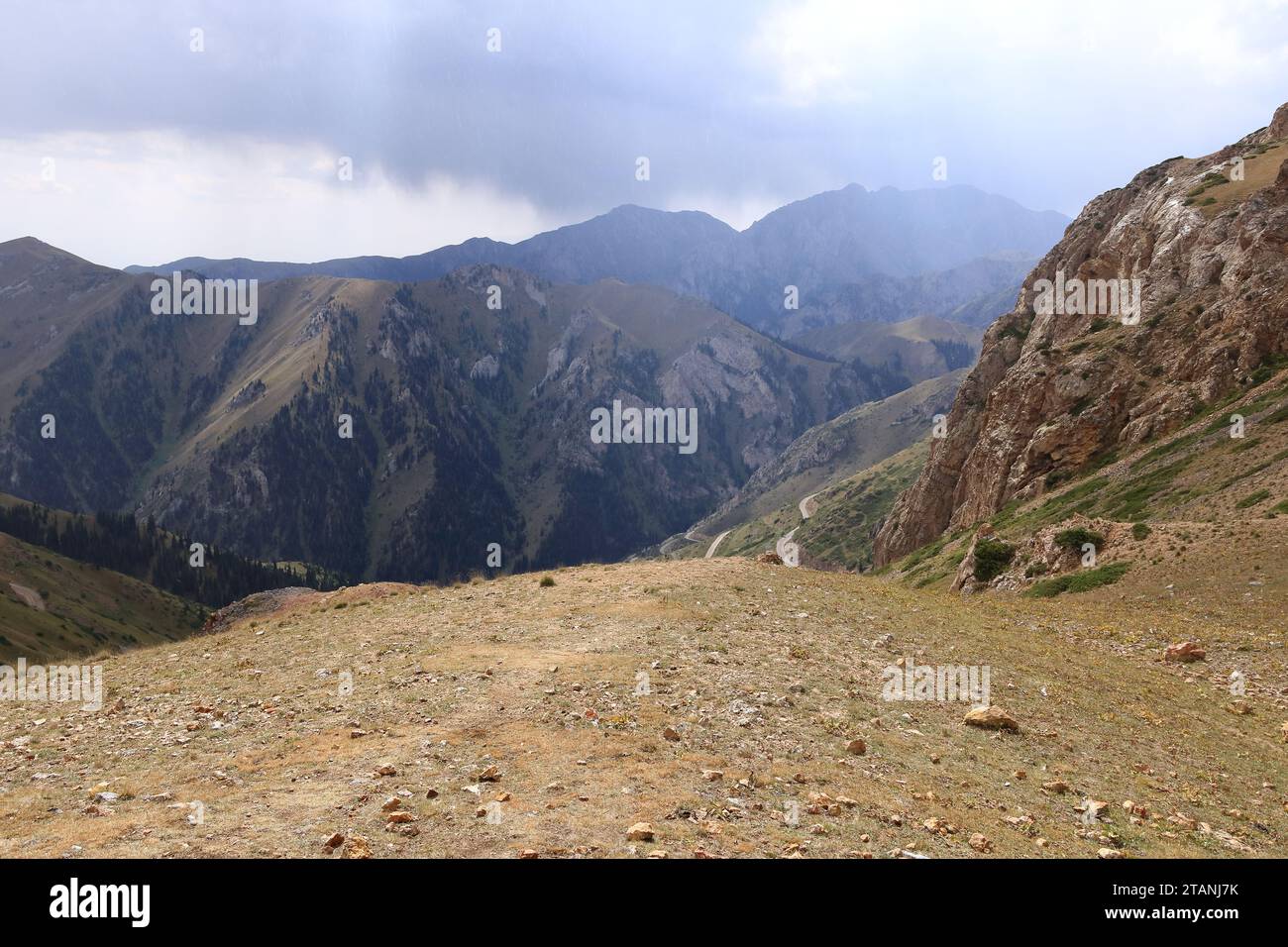 the Moldo-Ashuu pass, district of Songkol Region in western Kyrgyzstan ...