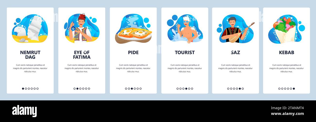 Turkey website and mobile app onboarding screens vector template Stock ...