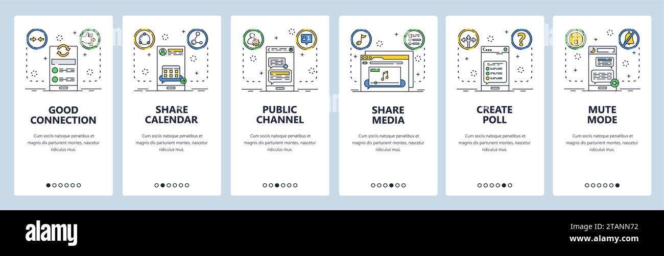 Internet connection website and mobile app onboarding screens vector ...