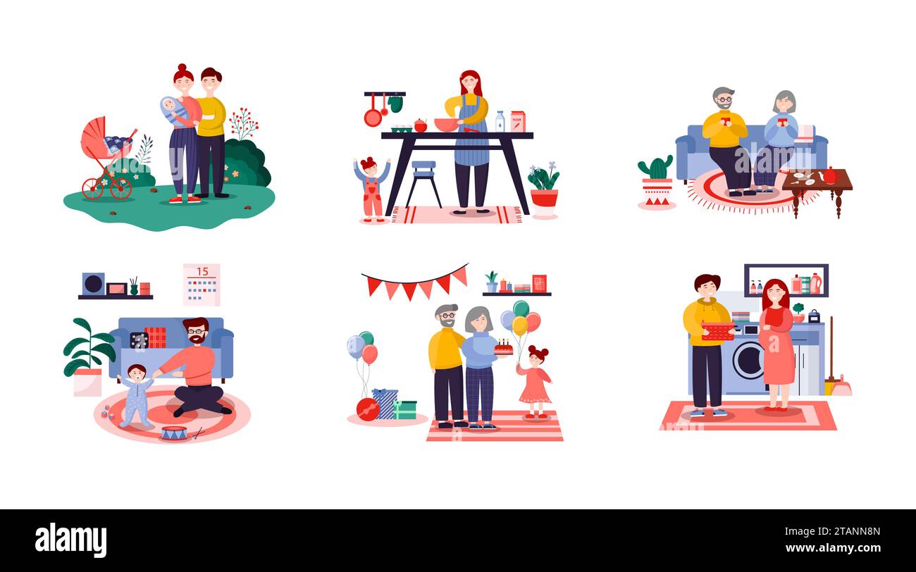 Family cartoon characters, vector flat isolated illustration Stock ...