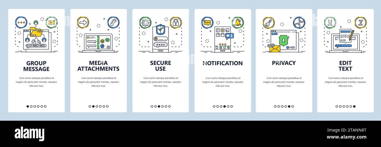Media attachments website and mobile app onboarding screens vector template Stock Vector Image ...