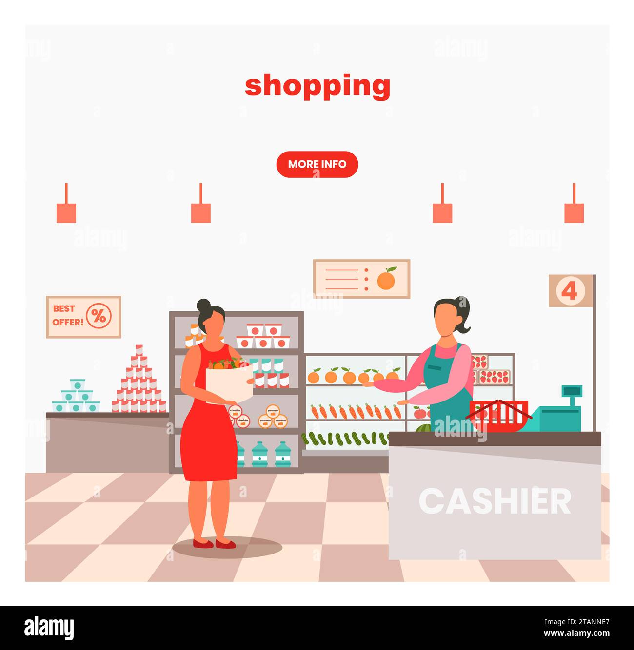 Grocery shopping vector web banner design template Stock Vector Image ...