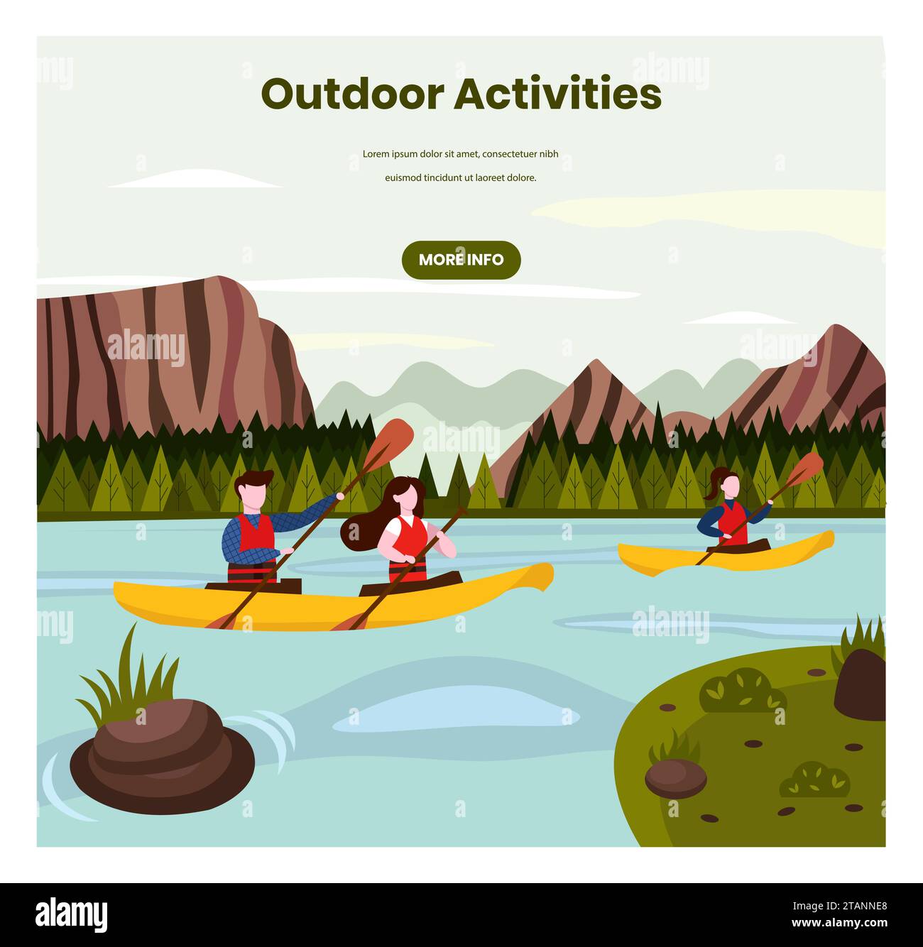 Outdoor activities vector web banner design template Stock Vector Image ...