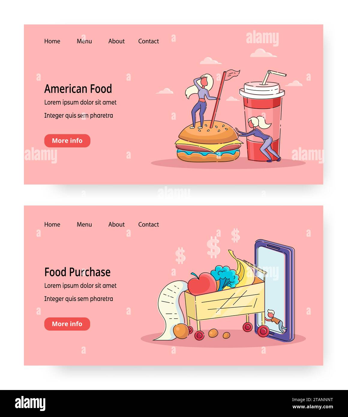Food online vector website landing page template set Stock Vector Image ...