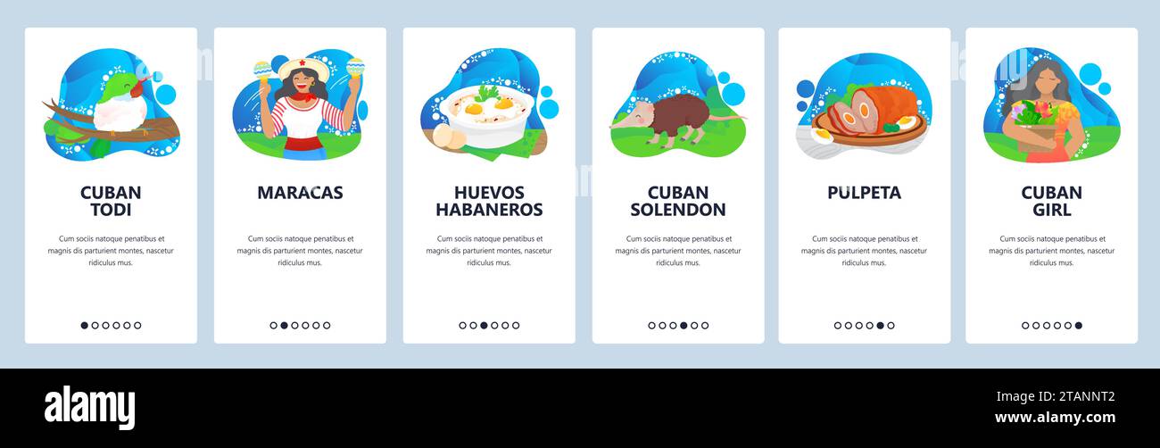 Cuba website and mobile app onboarding screens vector template Stock ...