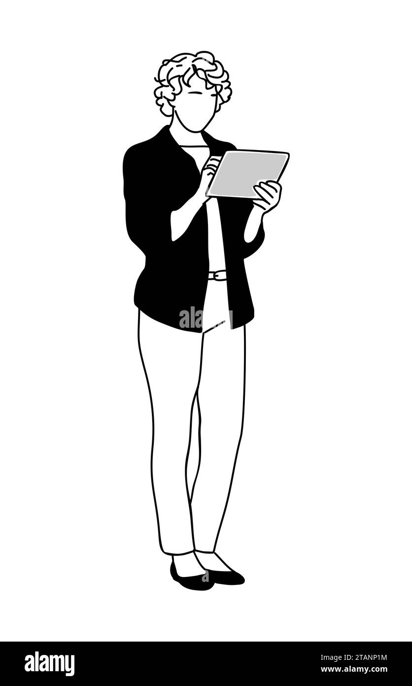 Digital business woman working Black and White Stock Photos & Images ...