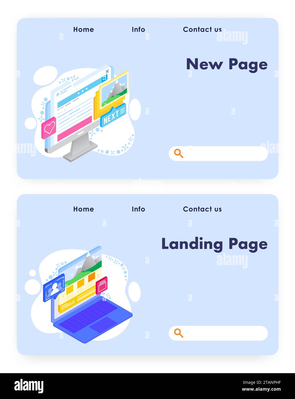 Vector website landing page design template set Stock Vector Image ...