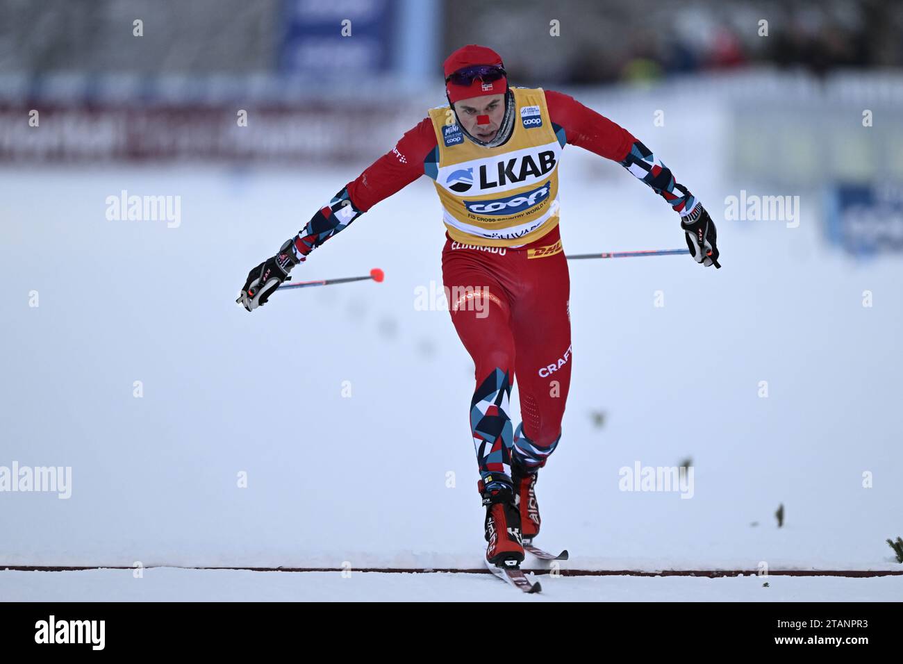 Harald Østberg Amundsen of Norway crosses the finishing line during the ...