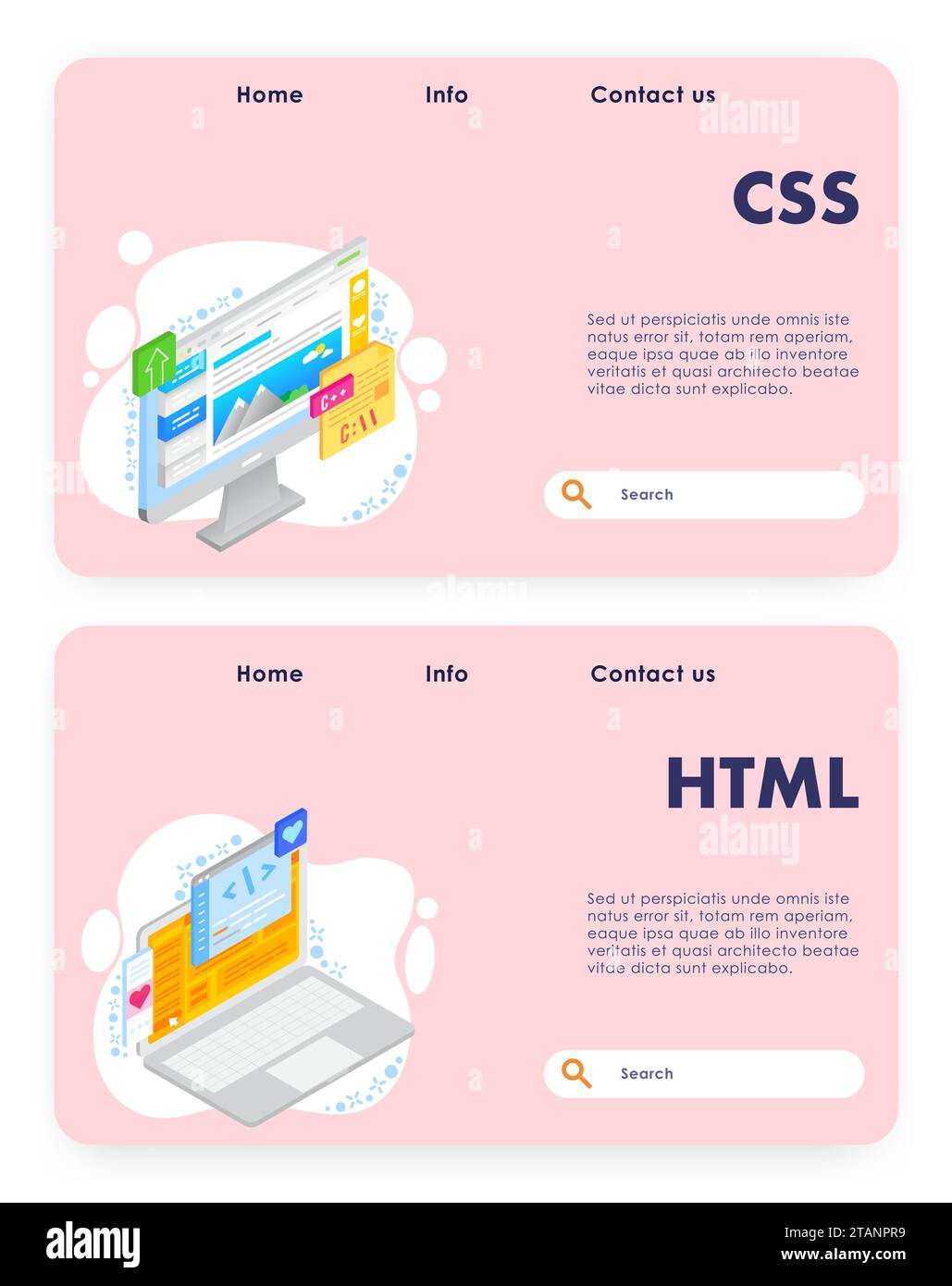 Coding vector website landing page template set Stock Vector Image & Art - Alamy