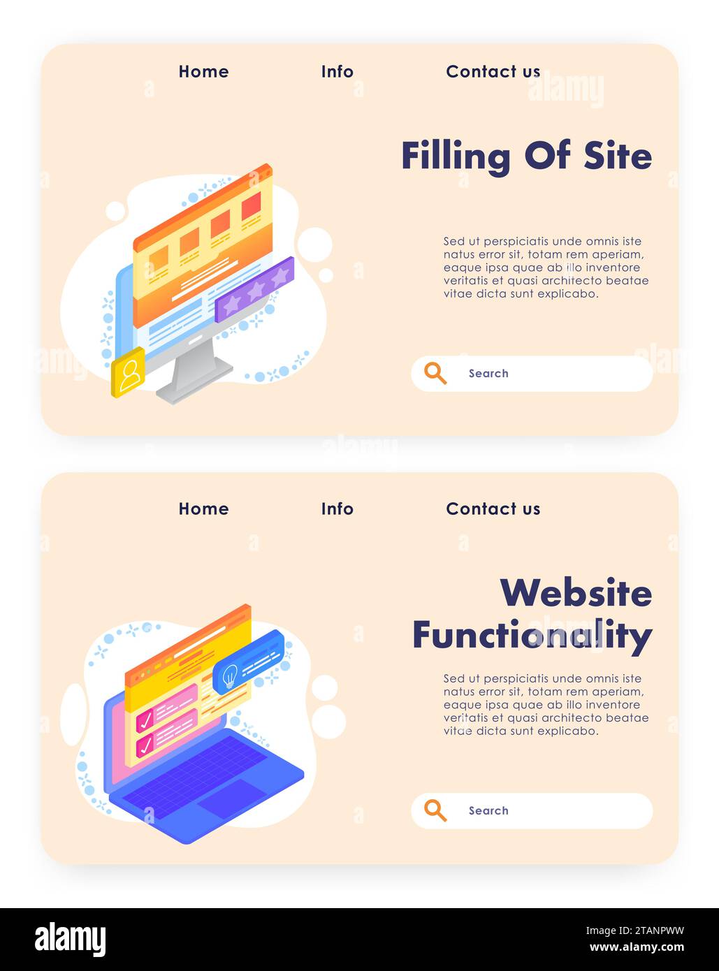 Site content vector website landing page template set Stock Vector ...