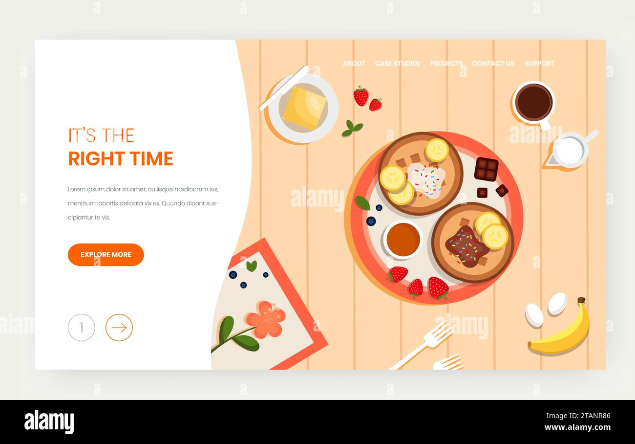 Time to eat vector website landing page design template Stock Vector ...