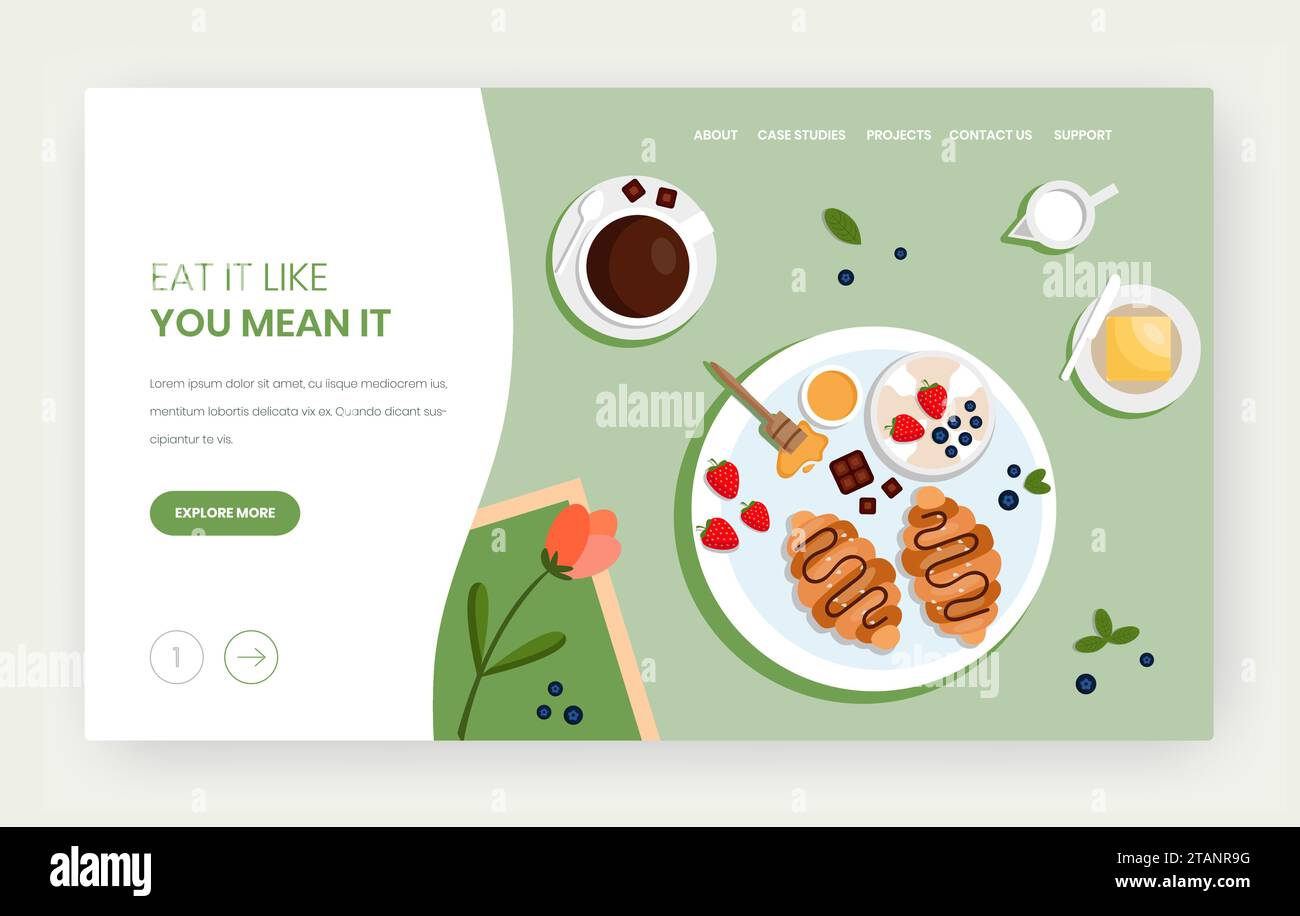 Eat a lot vector website landing page design template Stock Vector ...