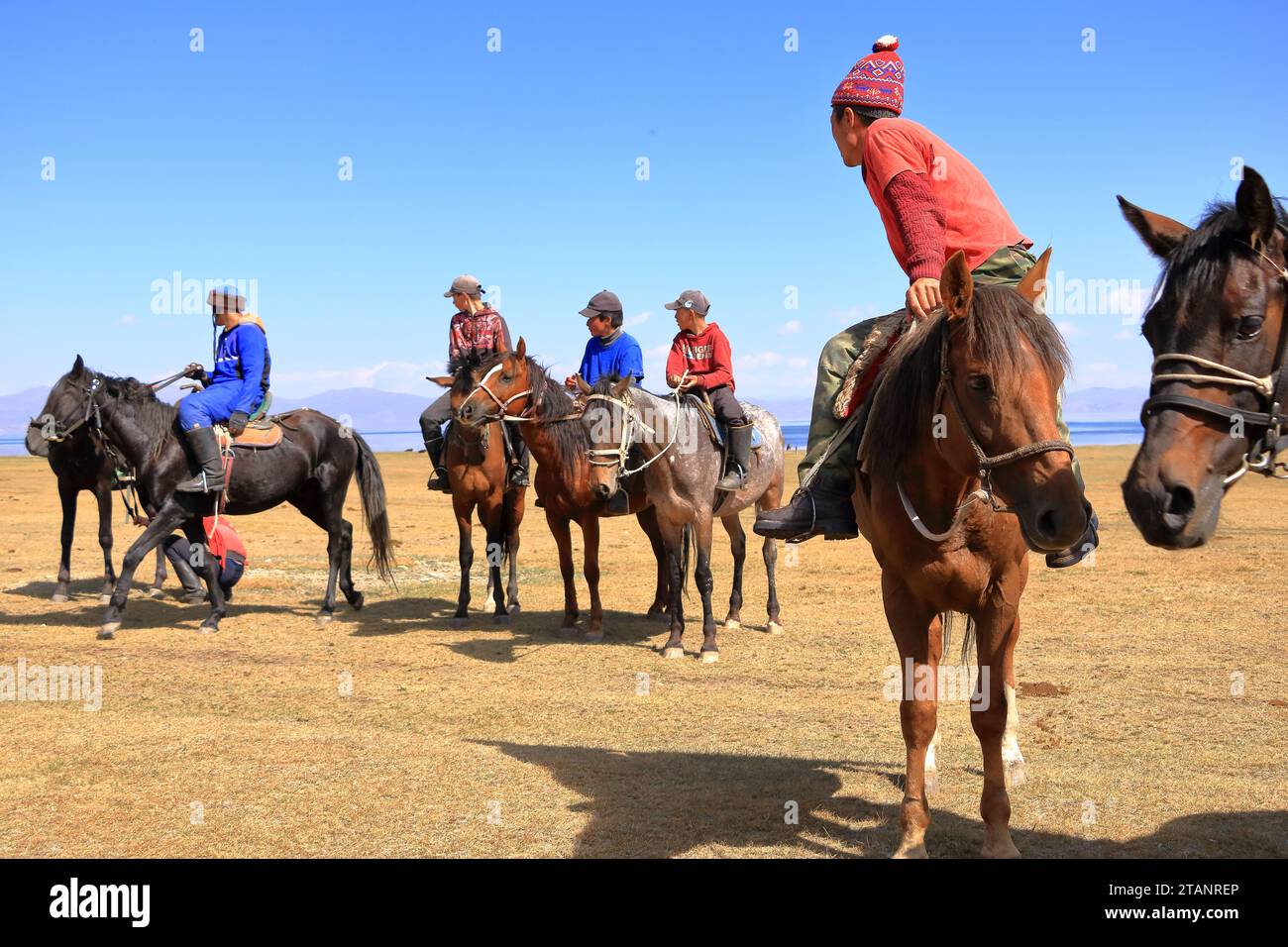 August 24 2023 - Song kol Lake in Kyrgyzstan: Locals play kok boru ...