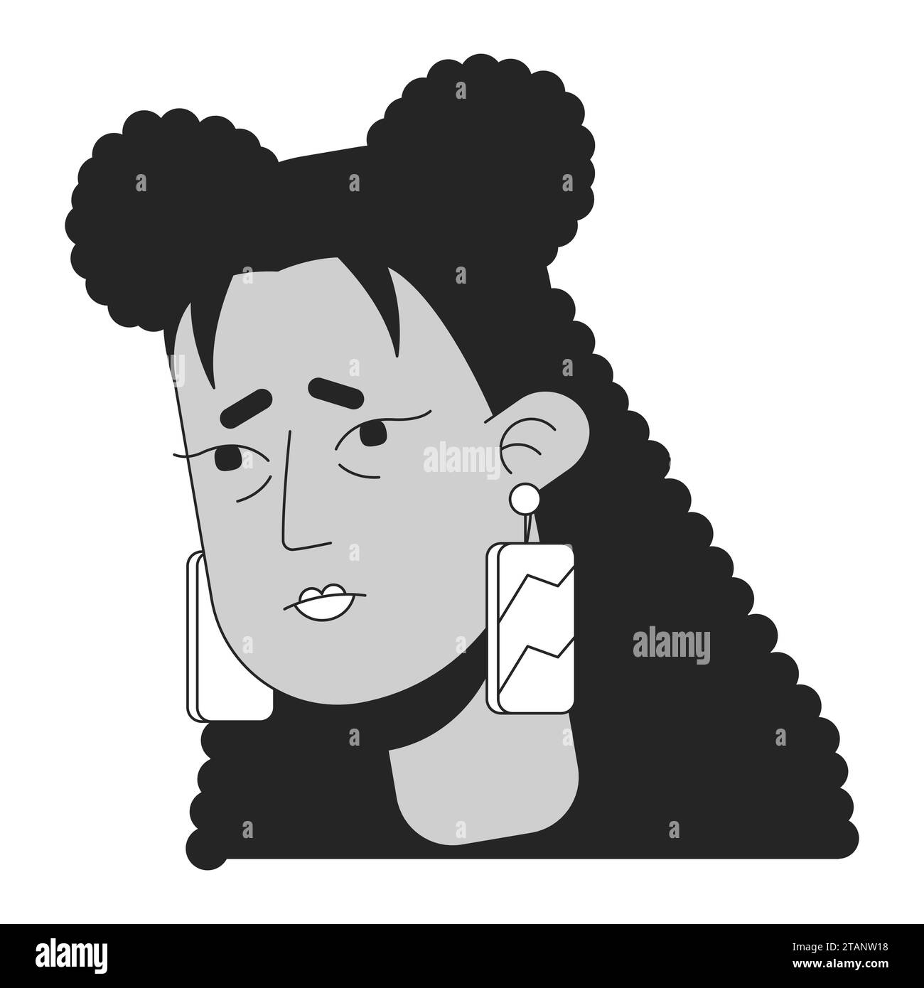 Flu latina woman tired black and white 2D vector avatar illustration ...