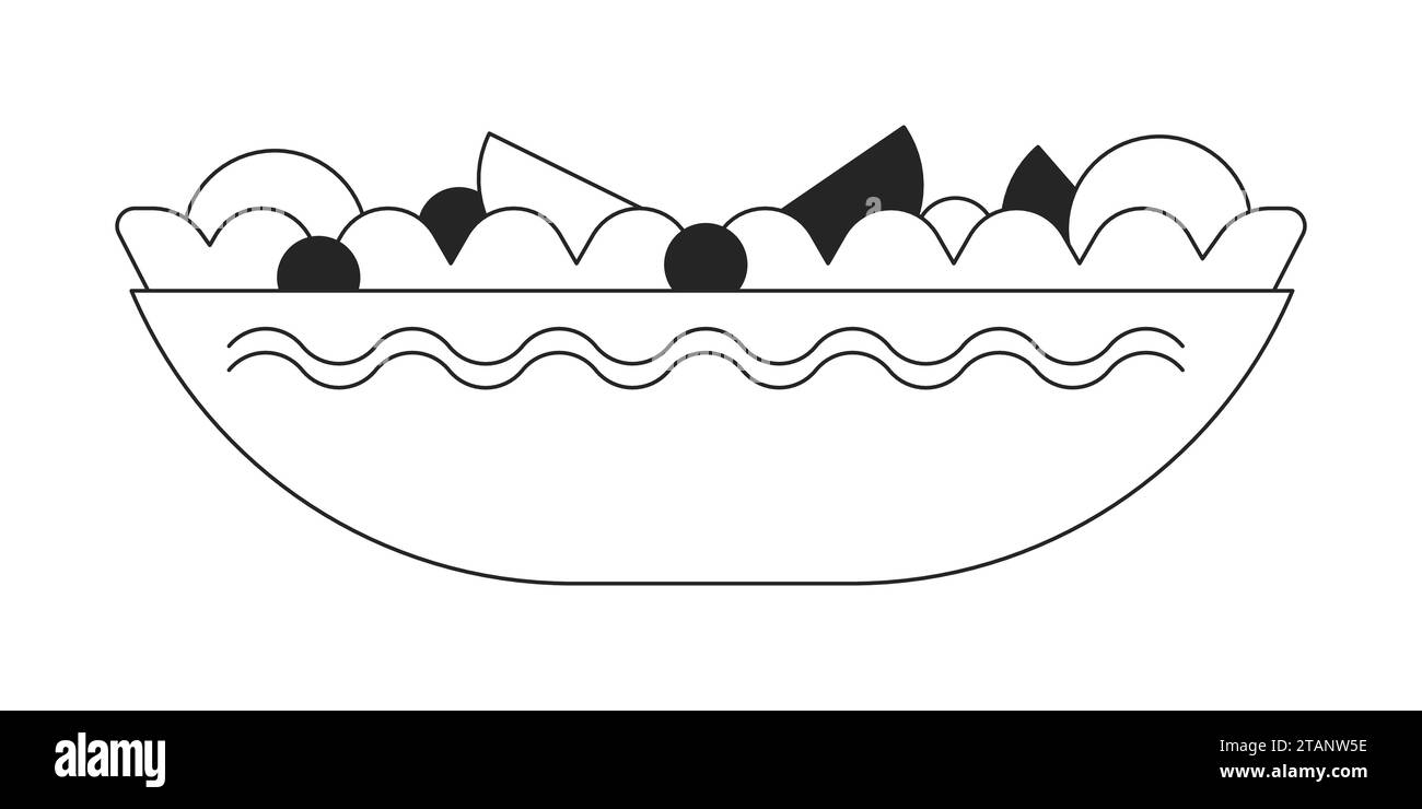 Salad bowl black and white 2D line cartoon object Stock Vector Image ...