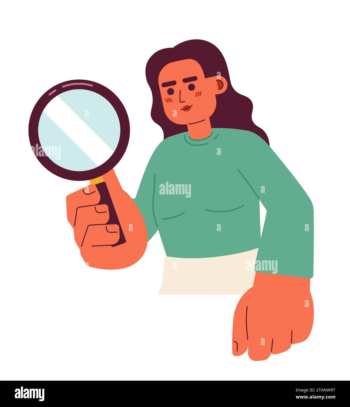Cartoon Girl Detective With Magnifying Glass