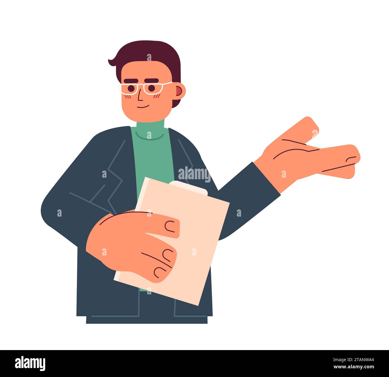 Eyeglasses male realtor friendly suggesting 2D cartoon character Stock ...