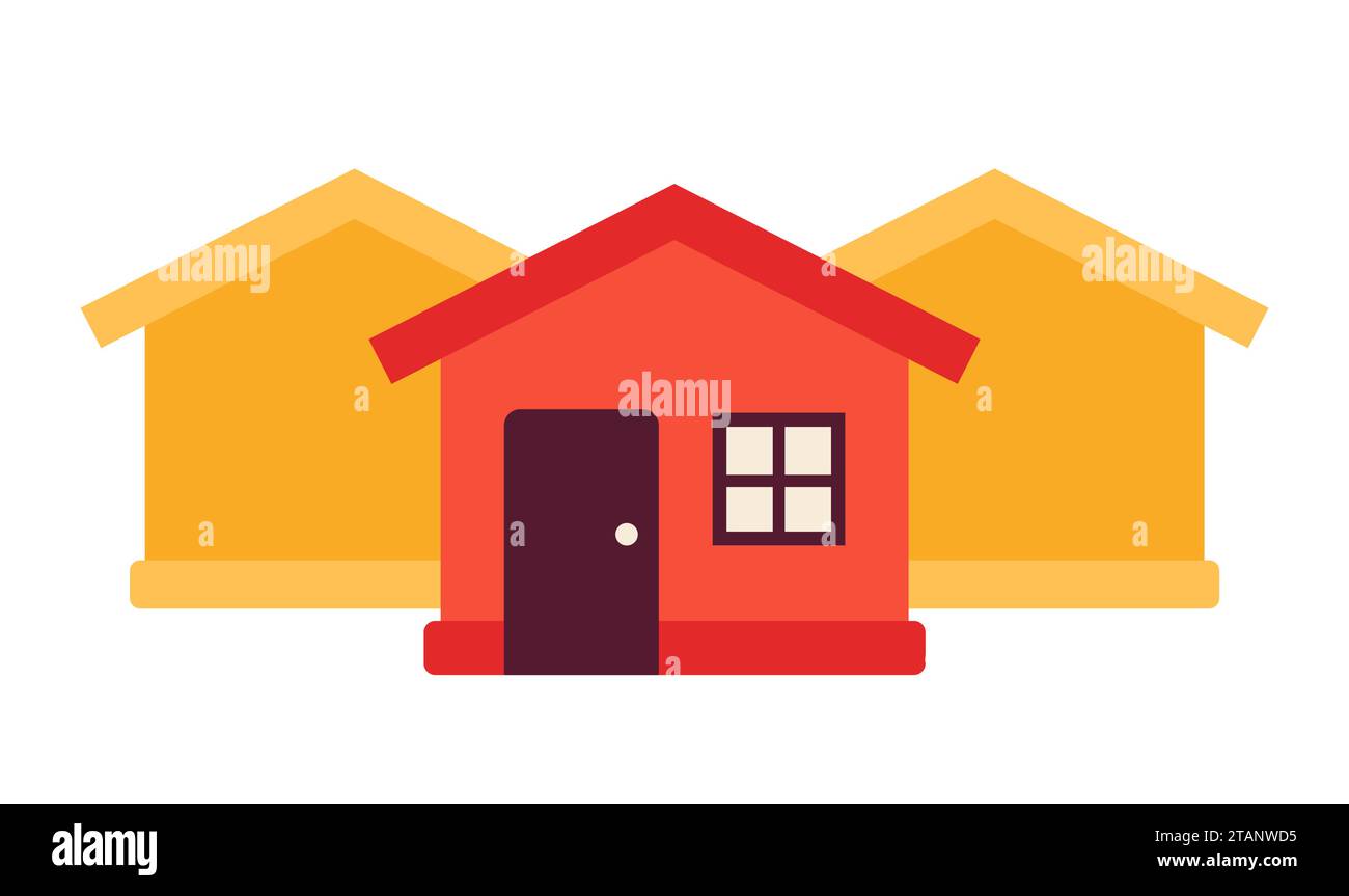 Neighborhood houses one storey 2D cartoon object Stock Vector Image ...