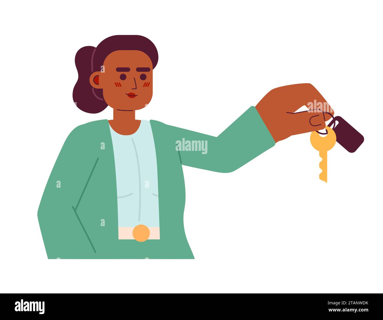 Real estate agent female giving key 2D cartoon character Stock Vector ...