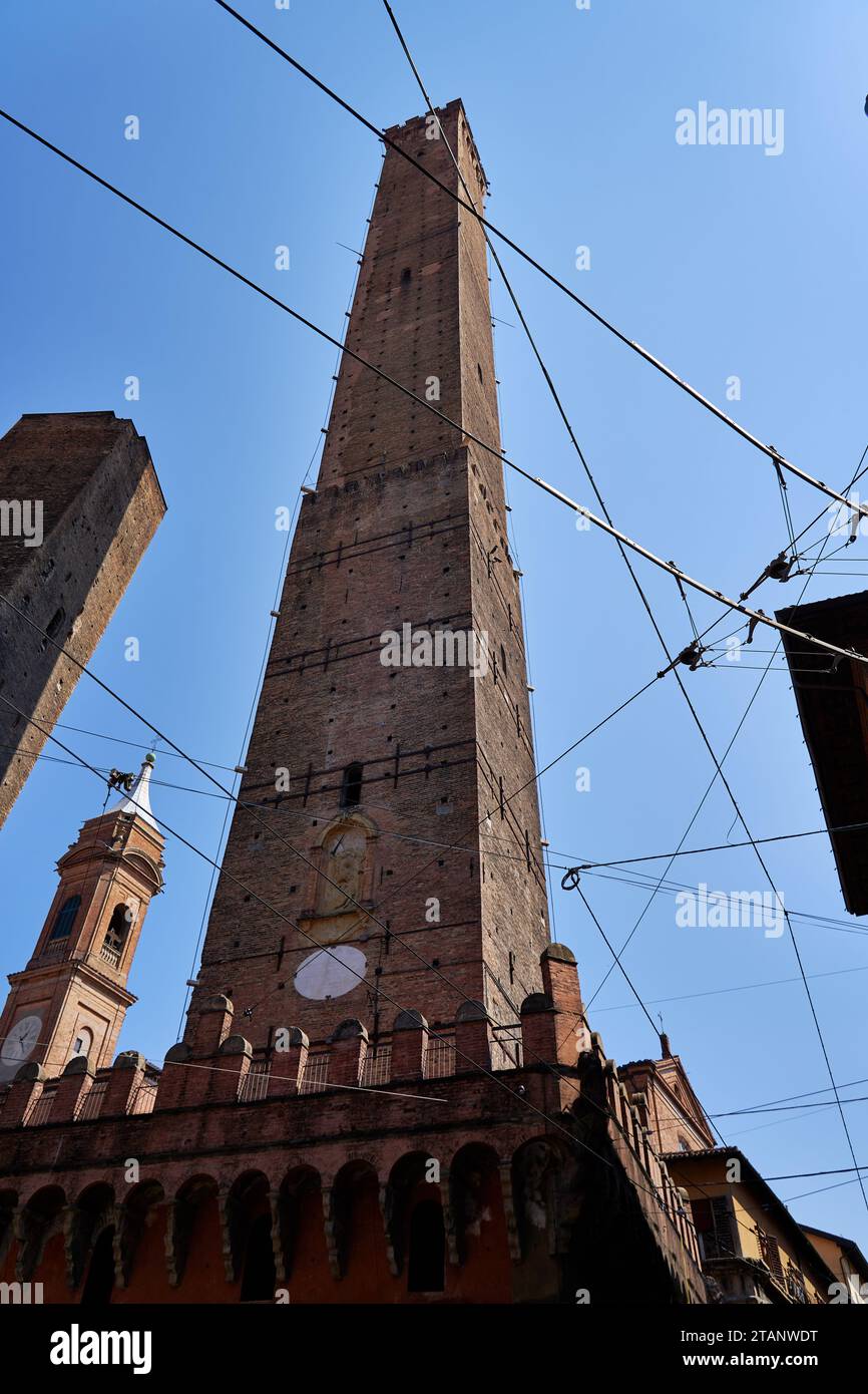 The Asinelli Tower one of the Two leaning towers in Bologna Stock Photo ...