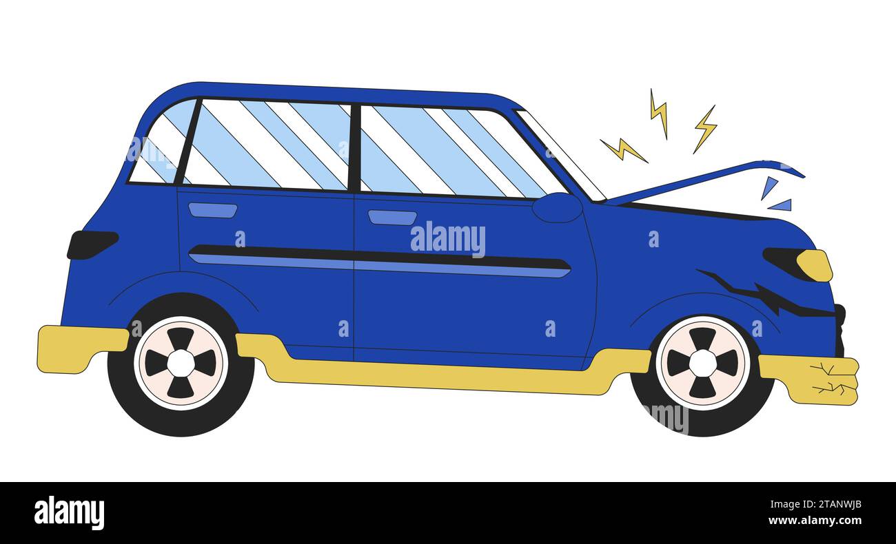 Car Accident 2d Linear Cartoon Object Stock Vector Image And Art Alamy