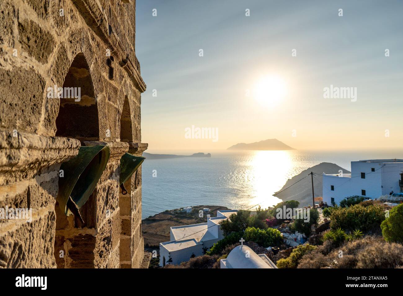 Sunset at Panagia Thalassitra Church, Plaka, Milos, Greece Stock Photo ...