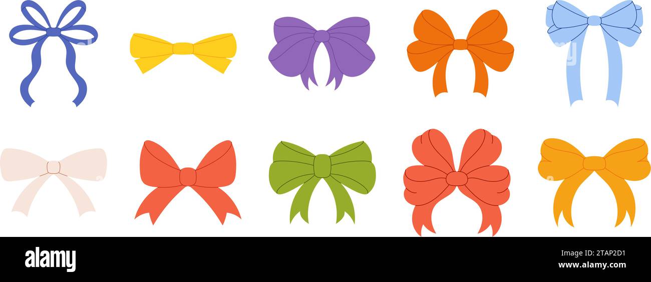 Adorable Hand Drawn Ribbon Bows in a Simple, Organic, and Modern Flat ...
