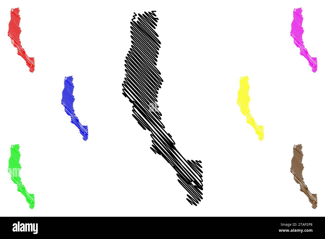Lake Turkana (Africa, Ethiopia and Kenya) map vector illustration ...