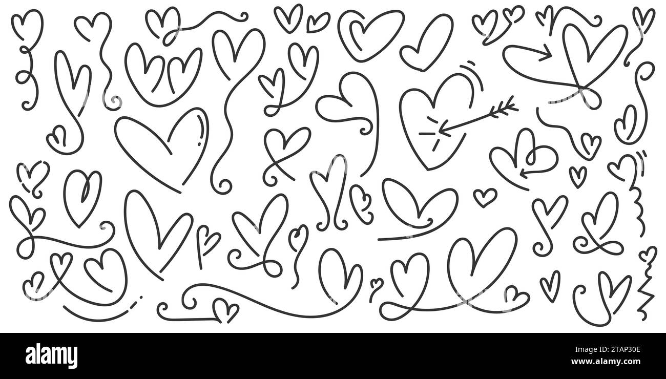 Hand Drawn Heart Collection. Love Doodles Set. Scribble Element ...
