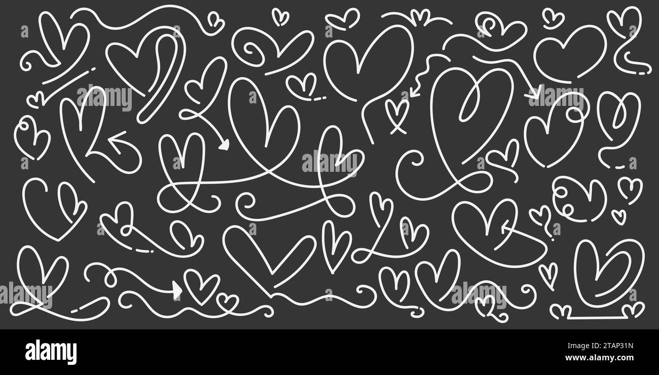 Hand Drawn Heart Collection. Love Doodles Set. Scribble Element ...