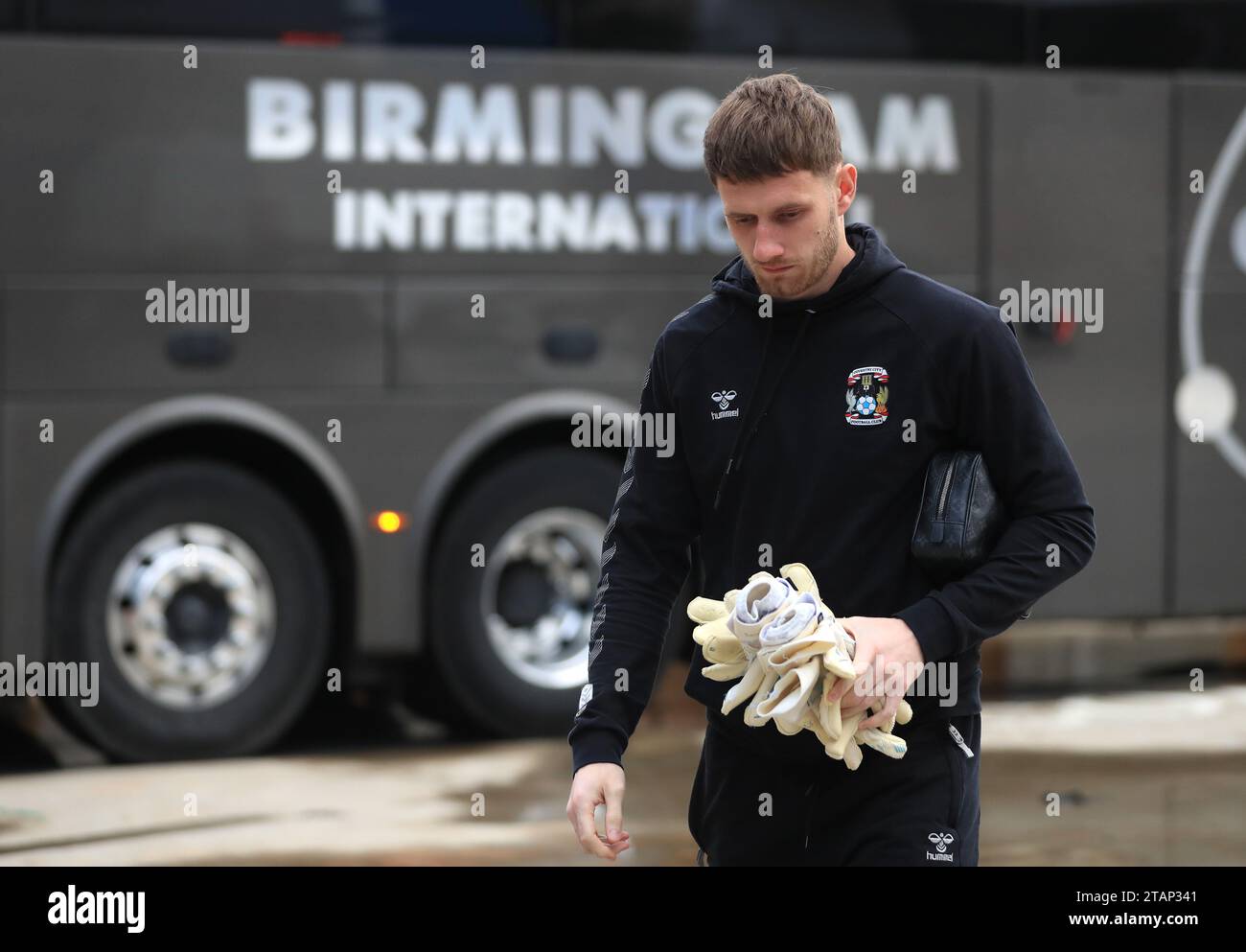 Coventry City goalkeeper Bradley Collins arrives ahead of the Sky Bet ...