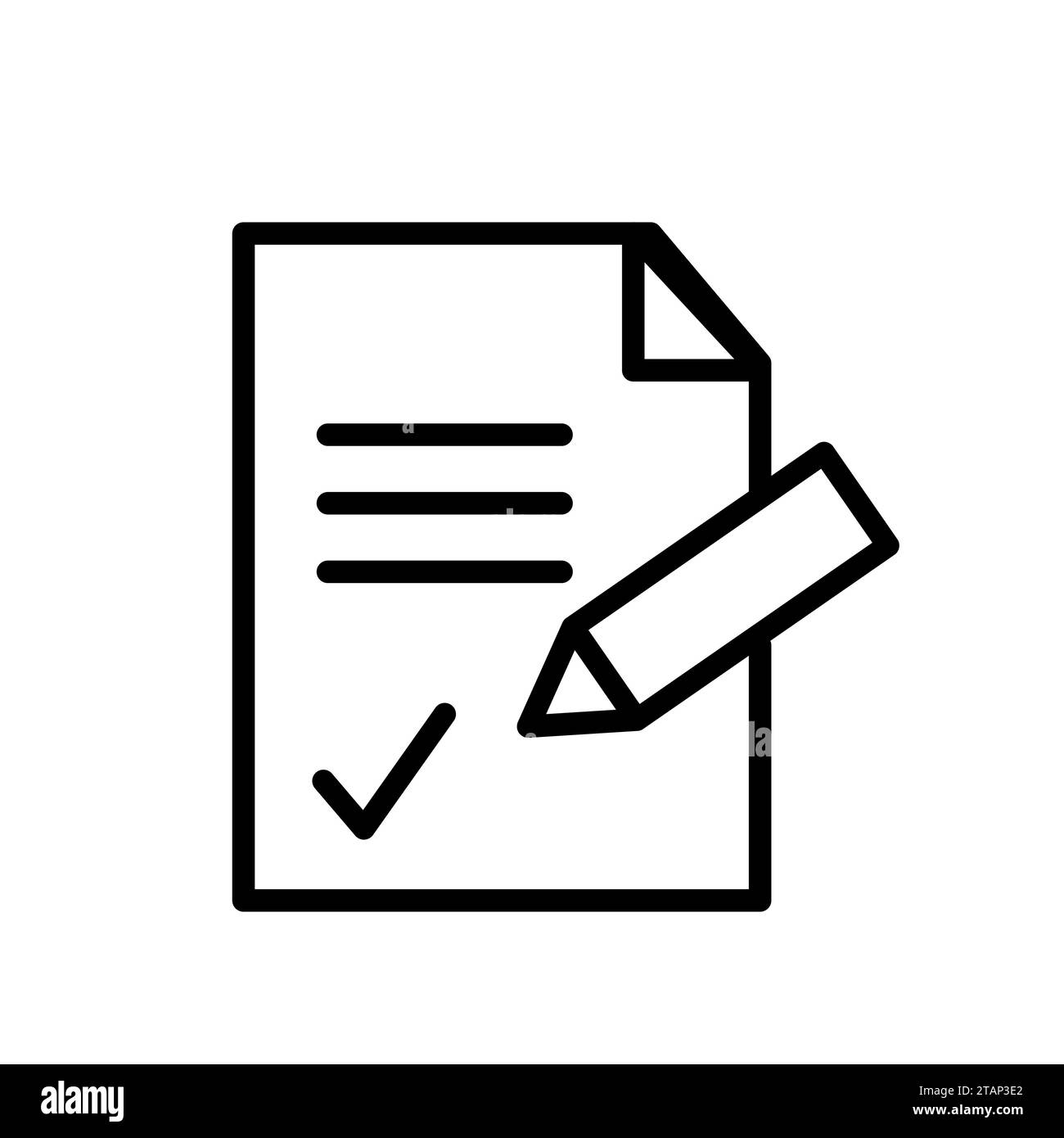 Vector line icon editable contract is a white document with a mark for ...