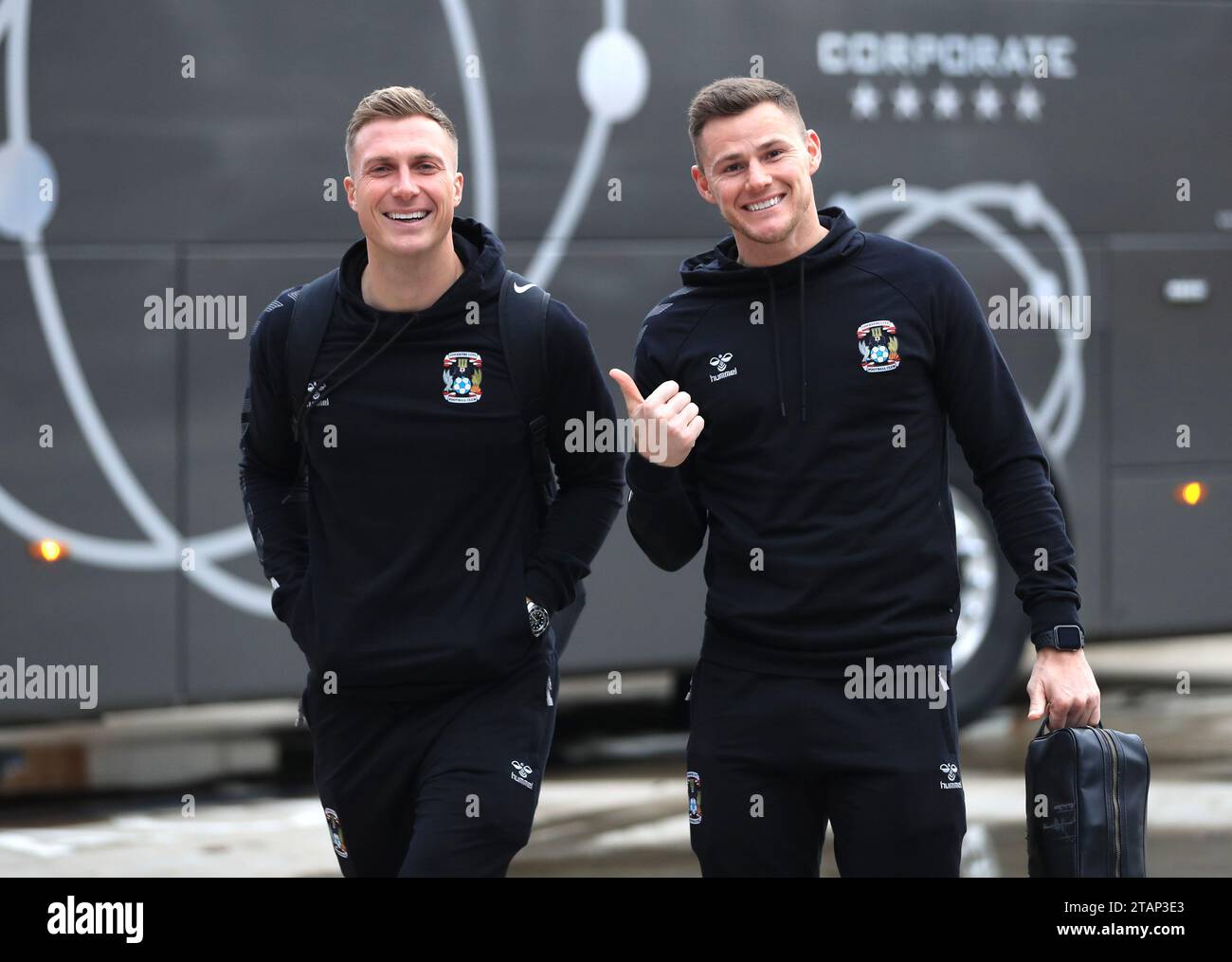 Coventry City goalkeepers Simon Moore and Ben Wilson arrive ahead of ...
