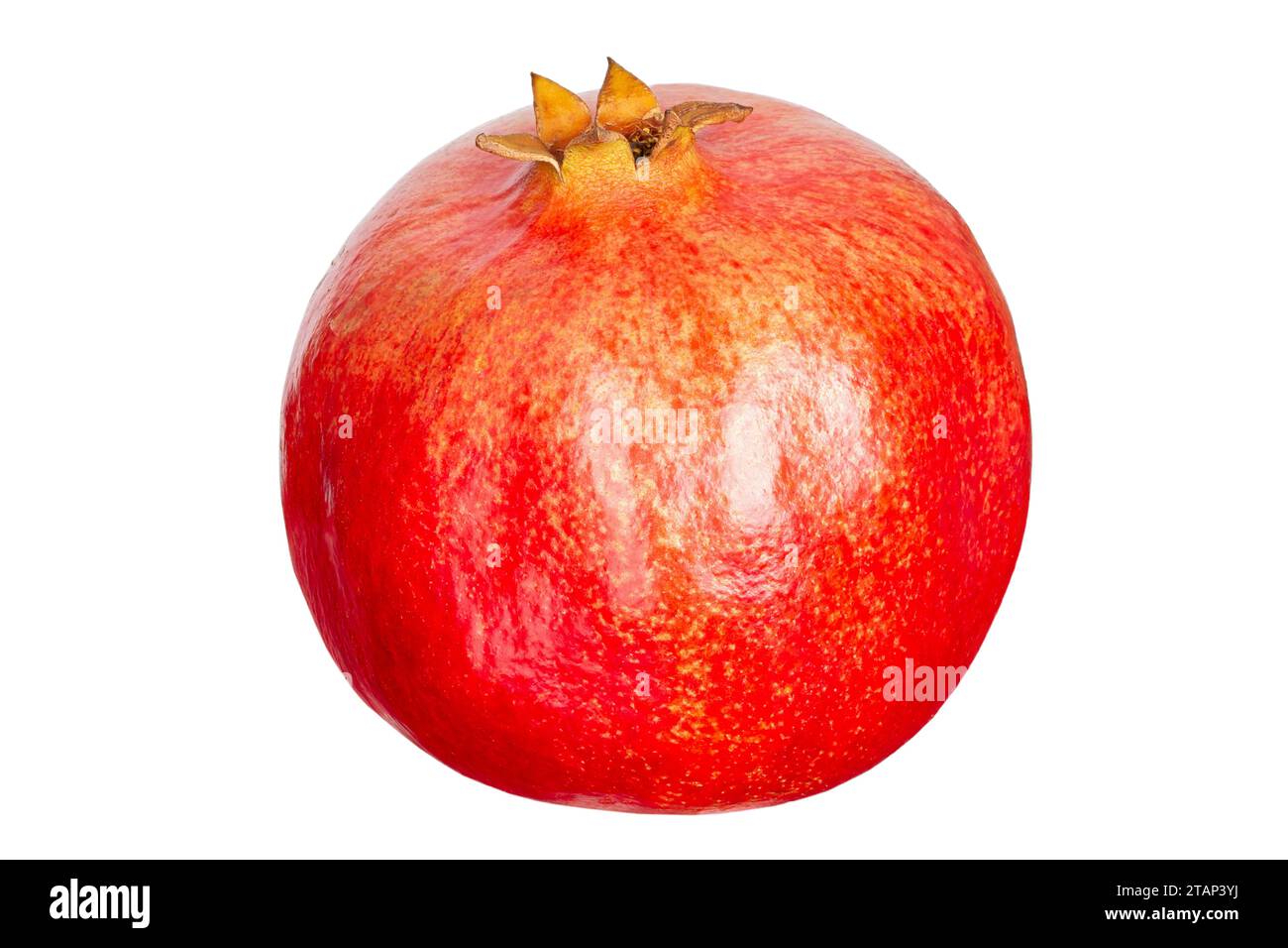 Ripe red fruit isolated on white background. Pomegranate macro studio ...