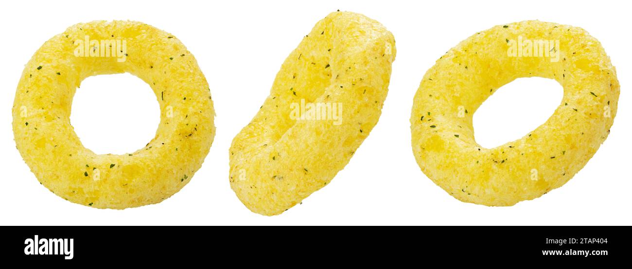 Beer snacks. Corn rings sticks with cheese and green onion flavor ...