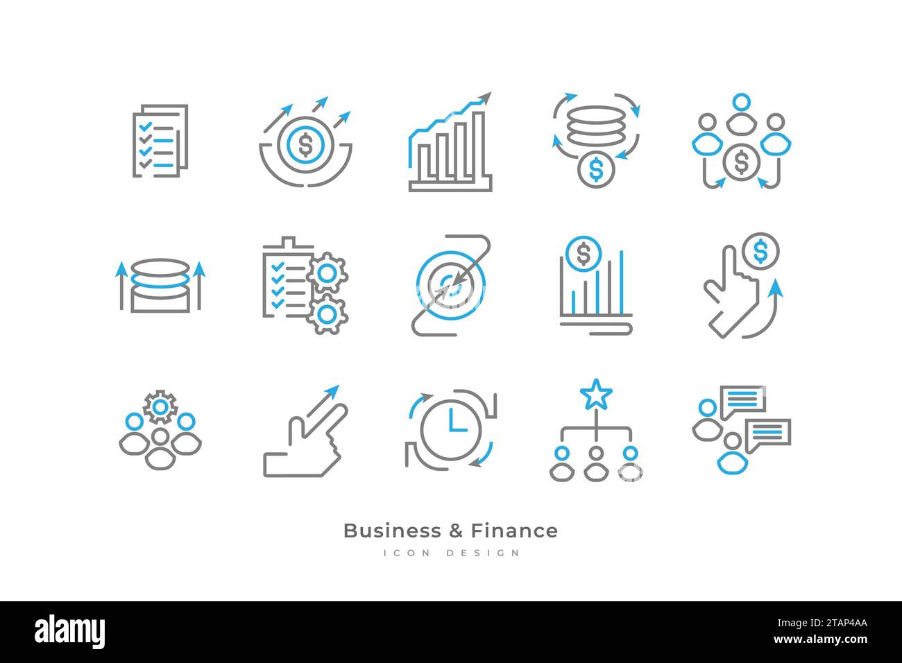 Set of Business and Finance Icons with Simple Line Style. Contains ...