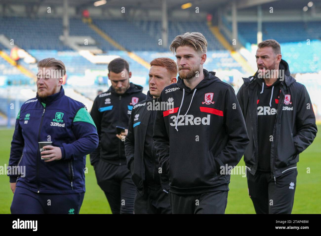The Middlesbrough squad arrive at Elland Road Stadium ahead of the Sky ...