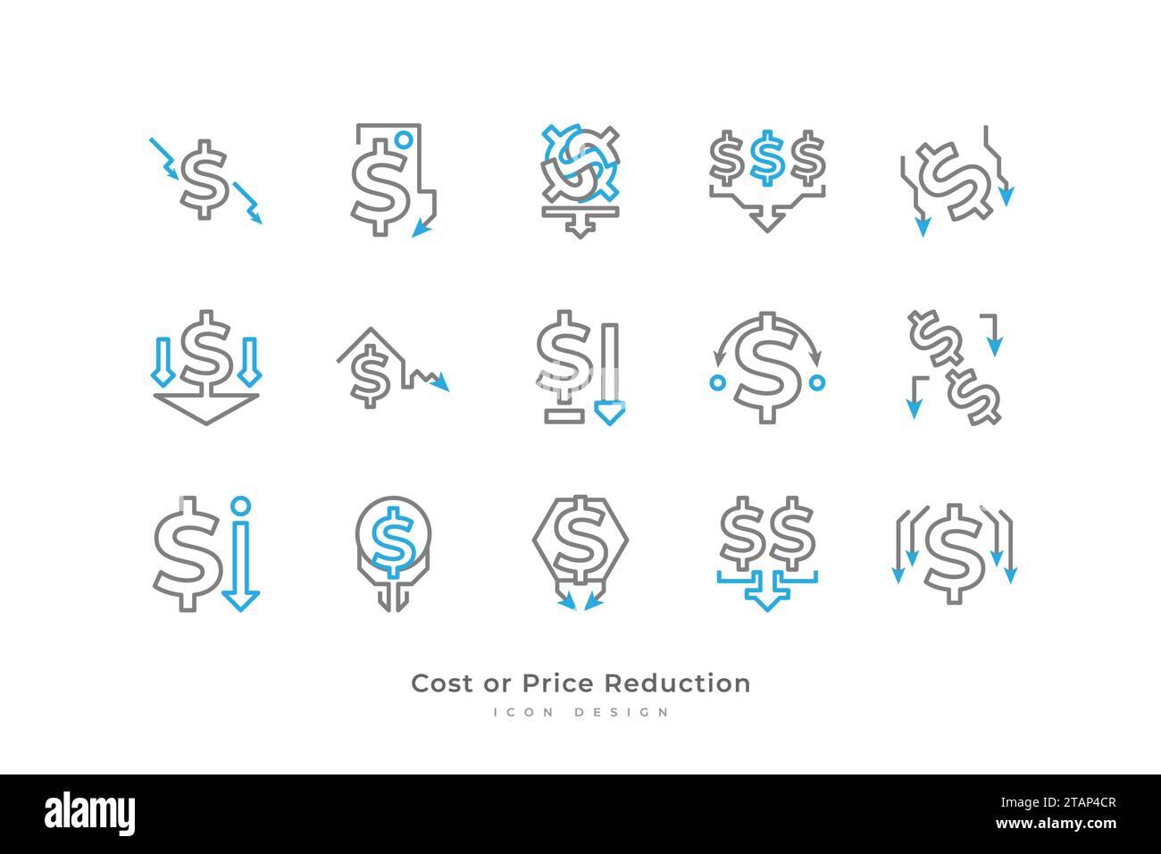 Cost or Price Reduction Icon Set with Simple Line Style. Business and ... Cost or Price Reduction Icon Set with Simple Line Style. Business and ...