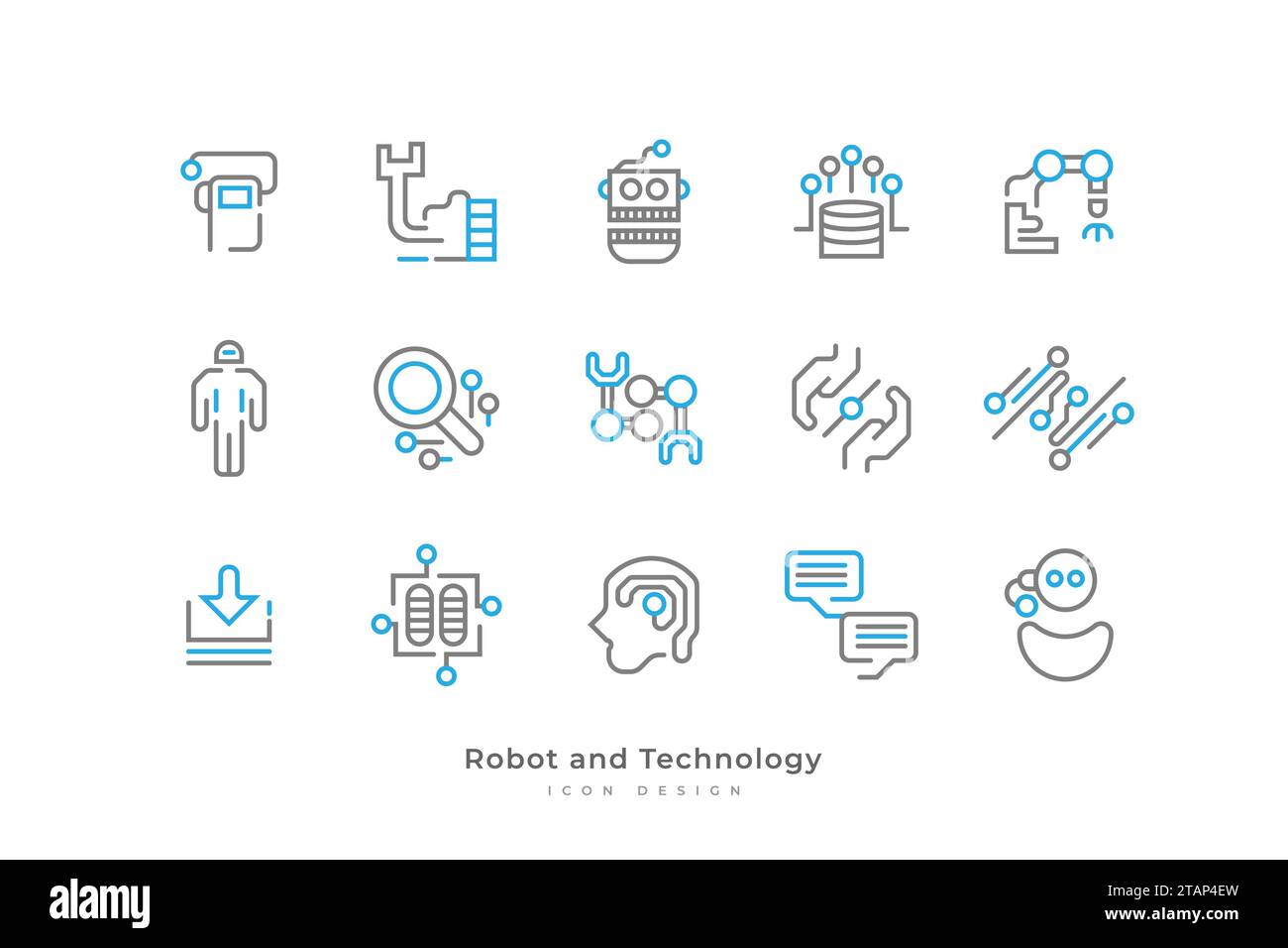 Set of Robot and Technology Icons with Simple Line Style. Contains ...