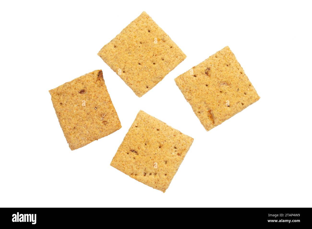 Several square crackers. Carbohydrate snack. Isolated on white ...