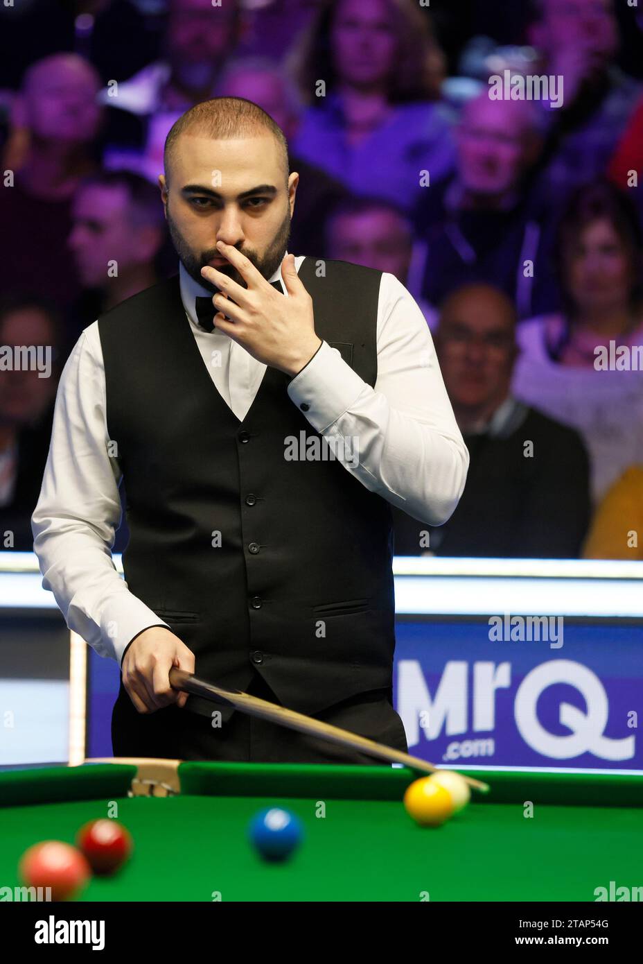 Hossein Vafaei during his match against Ronnie O'Sullivan (not pictured ...