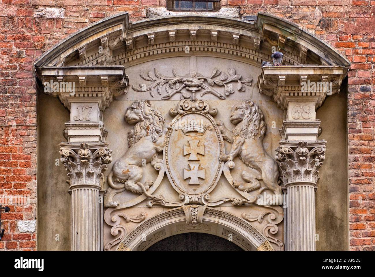 Coat of arms of Gdańsk at entrance to Main Town Hall at Długa (Long ...