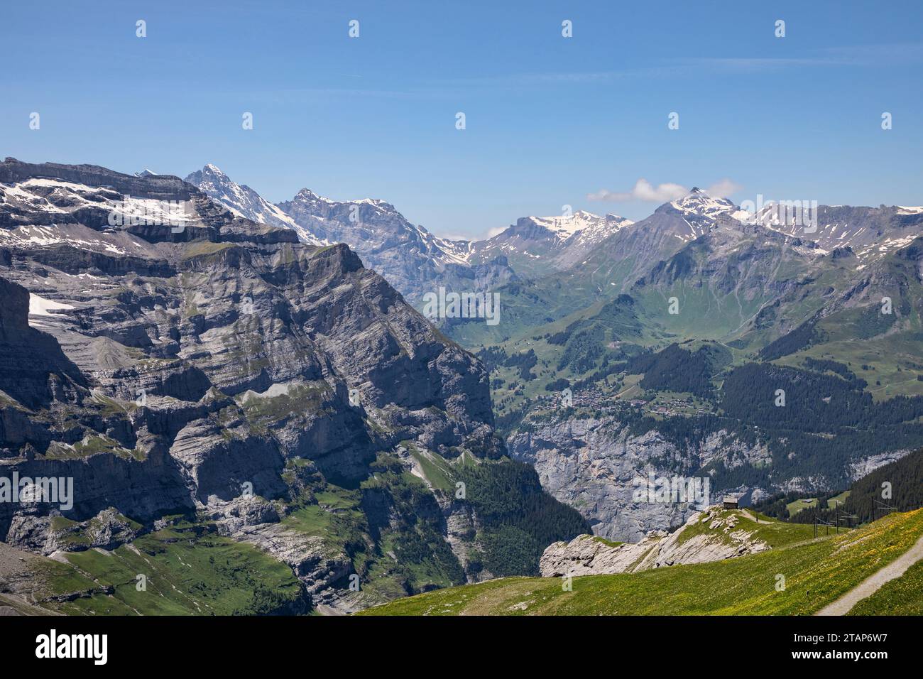 murren and the schilthorn switzerland seen across the valley from ...