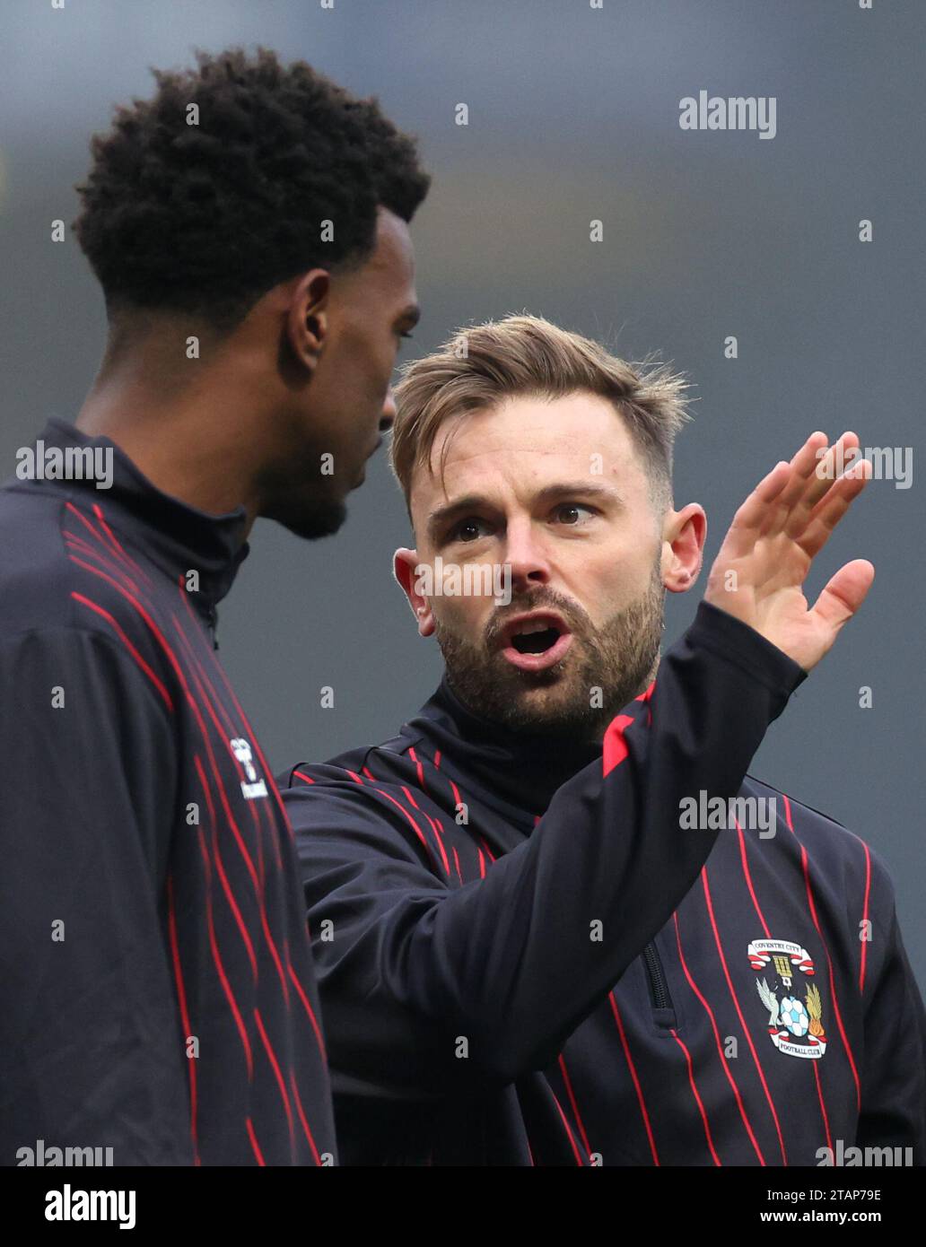 Coventry City's Haji Wright and Matthew Godden warming up ahead of the ...
