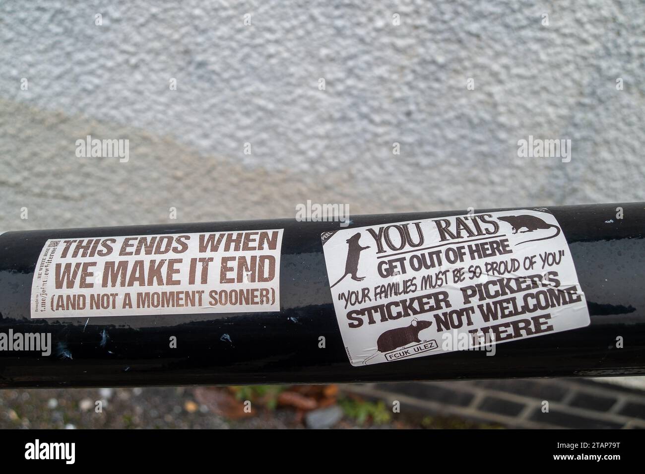 Harefield, UK. 2nd December, 2023. Anti Ultra Low Emission Zone (ULEZ ...