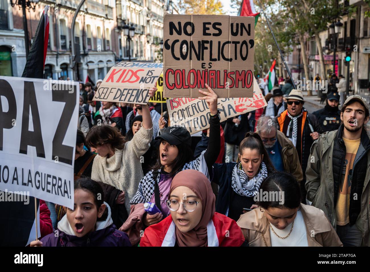 Madrid, Spain. 02nd Dec, 2023. People carrying placards protesting ...